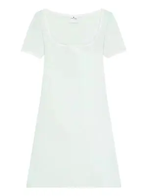 COURREGES Square Neck Logo Dress Blue