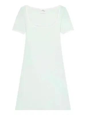 COURREGES Square Neck Logo Dress Blue