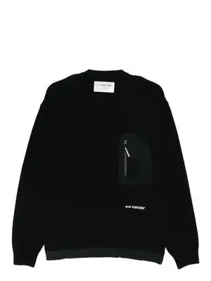 AND WANDER Zip-pocket Sweater - Black