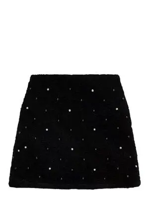 FRAME Pearl-embellished Mini Skirt - Black
