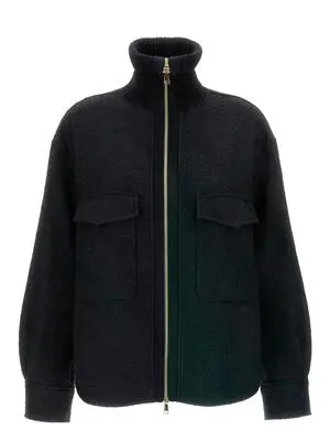 Moncler Zip-up Shirt With Patch Pockets - Black