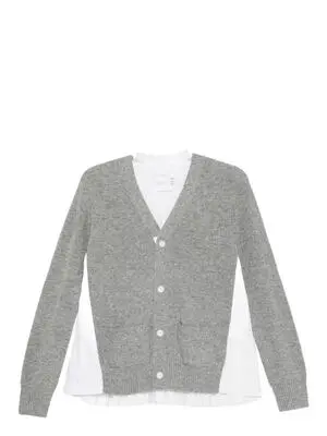 Sacai Pleated Hem Knit Cardigan - Grey