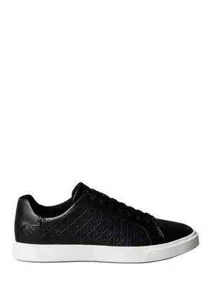 Calvin Klein Logo-debossed Leather Sneakers - Black