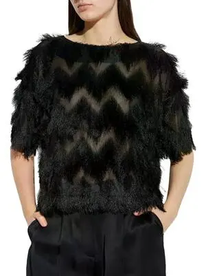 Munthe Rossi Fringed Blouse - Black