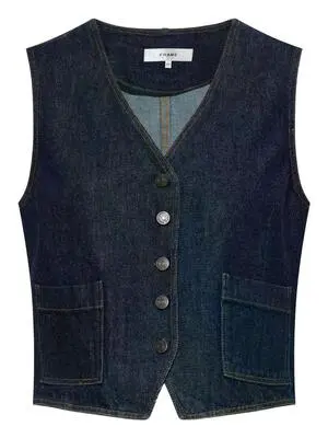 FRAME Buttoned Denim Waistcoat - Blue