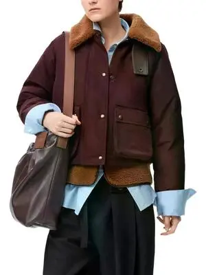 Loewe Loewe Shearling-Trimmed Puffer Jacket Red