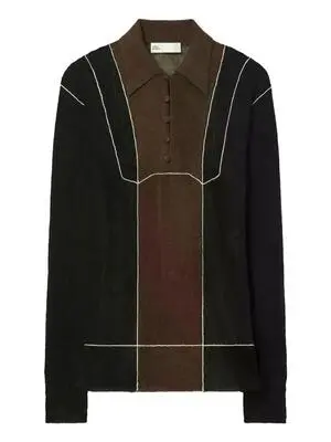 Tory Burch Colour-block Polo Top - Black