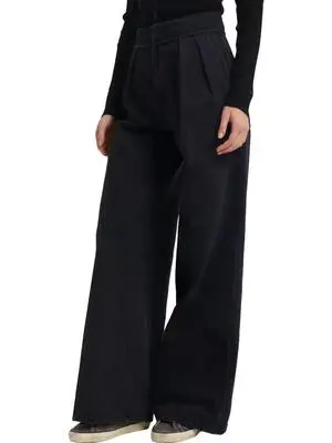 FORTE_FORTE Pleated Wide-leg Jeans - Black