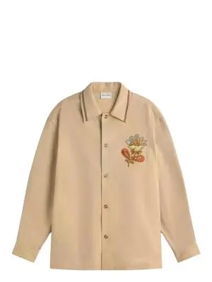 Drole De Monsieur Floral-embroidered Overshirt - Neutrals