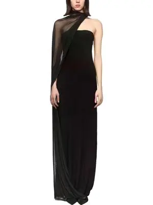 ATU BODY COUTURE Draped-Detail Halterneck Gown Black