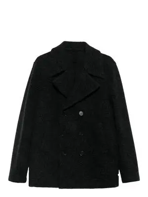 Harris Wharf London Double-breasted Wool Pea Coat - Grey