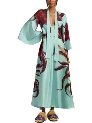 La DoubleJ Floral-print Midi Dress - Blue