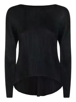 Issey Miyake Pleated Long-sleeved Top - Black