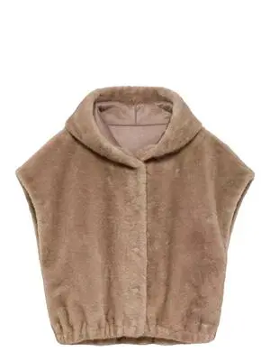STUDIO AR Hooded Faux-fur Gilet - Neutrals