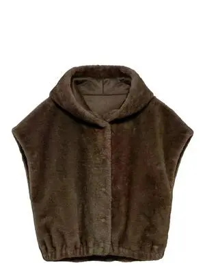STUDIO AR Olena Hooded Gilet Brown