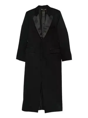 Victoria Beckham Shawl-lapel Slit Coat - Black