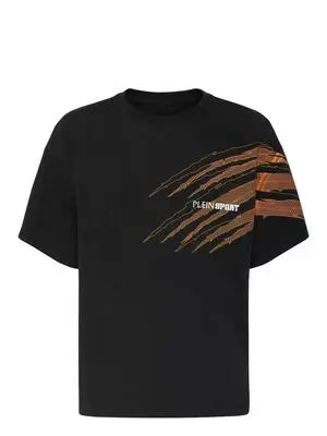 PLEIN SPORT Scratch-print T-shirt - Black