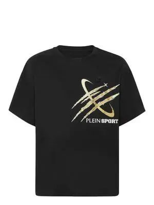 PLEIN SPORT Scratch-print T-shirt - Black