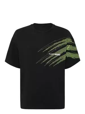 PLEIN SPORT Scratch-print T-shirt - Black