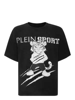 PLEIN SPORT Tiger-print T-shirt - Black