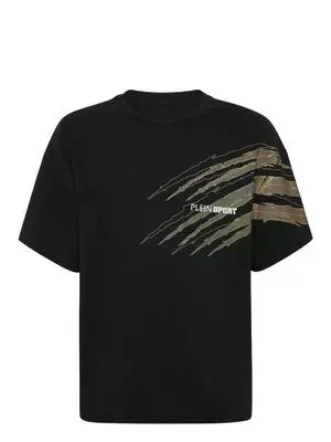PLEIN SPORT Scratch-detail T-shirt - Black