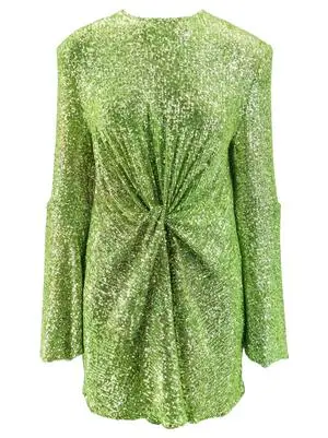Nervi Sequin-embellished Knot-detail Mini Dress - Green