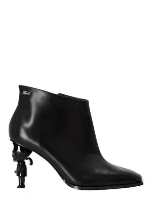 Karl Lagerfeld Ikon Karl-heel Leather Ankle Boots - Black
