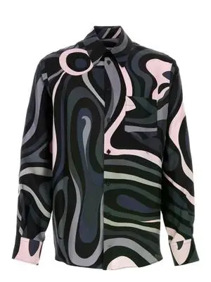 Emilio Pucci Printed Silk Shirt - Black