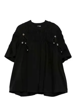 Noir Kei Ninomiya Embellished Gathered Blouse - Black
