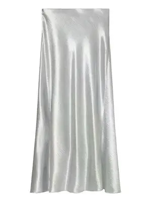 Tory Burch Satin Midi Skirt - Silver