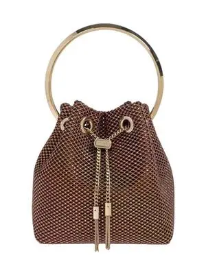 JIMMY CHOO Bon Bon Shimmering-mesh Handbag - Brown