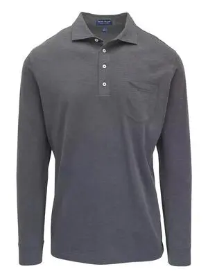Peter Millar Long-sleeved Pocket Polo Shirt - Grey