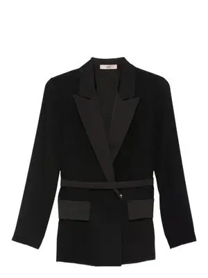 CARLA G. Notched-lapel Belted Jacket - Black