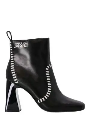 Karl Lagerfeld Leather Boots With Striped Detail - Black