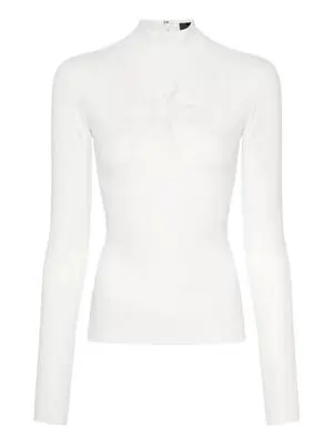 MUGLER Star Cut High-neck Top - White