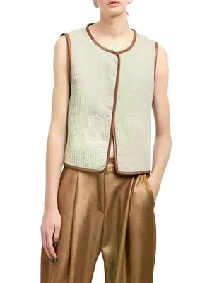 Giorgio Armani Quilted Silk Vest - Neutrals