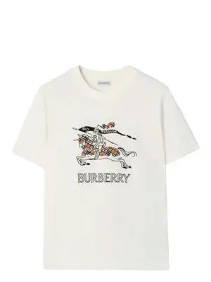 Burberry Equestrian Knight Design Cotton T-shirt - Chalk White