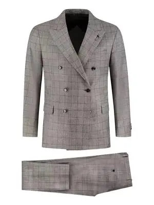 LARDINI Checked Suit - Grey