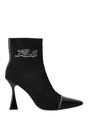 Karl Lagerfeld 100mm Knitted Leather-cap Boots - Black