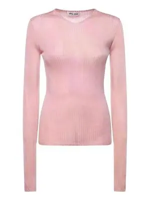 Miu Miu V-neck Ribbed Top - Pink