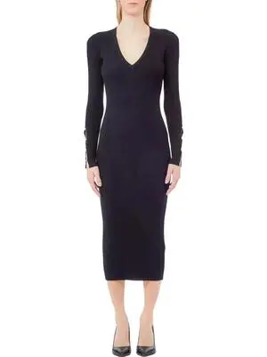 Liu Jo Sleeves-embellished V-neck Dress - Black