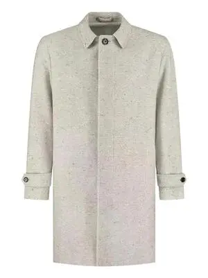LARDINI Herringbone Single-breasted Coat - Grey