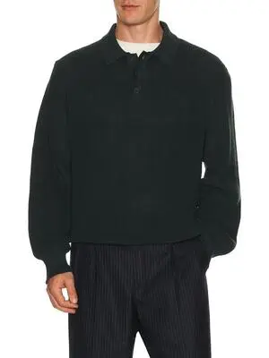 CORRIDOR Long Sleeve Slouchy Polo In Dark - Green