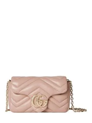 Gucci Gg Marmont Mini Shoulder Bag In Matelassé Chevron Leather - Beige