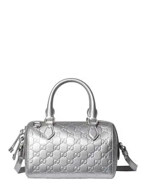 Gucci Gg Emblem Boston Bag - Silver