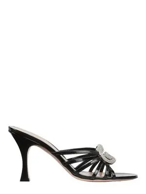 Gucci Crystal Interlocking G Strappy Slide Sandal - Black