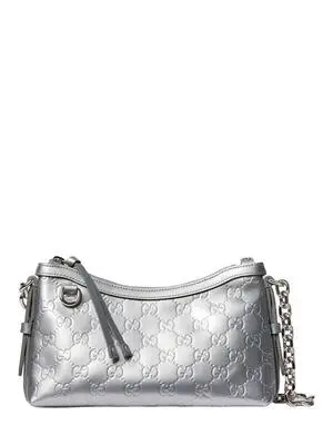 Gucci Gg Emblem Shoulder Bag - Silver