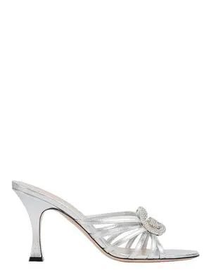 Gucci Slide Sandal With Crystal Interlocking G - Silver