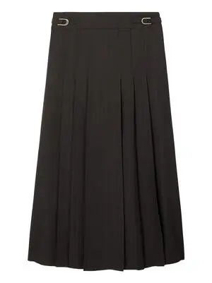 Gabriela Hearst Pleated Wool-blend Midi Skirt - Brown