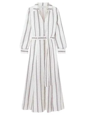 Gabriela Hearst Galway Belted Striped Silk-twill Midi Shirt Dress - Neutrals